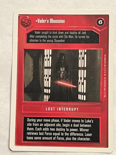 Star Wars CCG Premium 2 Player (WB) DS Rare - Vader's Obsession SWCCG ...