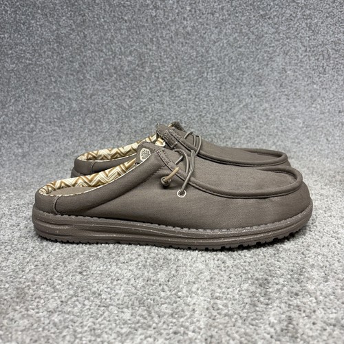 Hey Dude Wally Slip Stretch Canvas Mule Shoes Men’s Size 8 Brown Slip ...