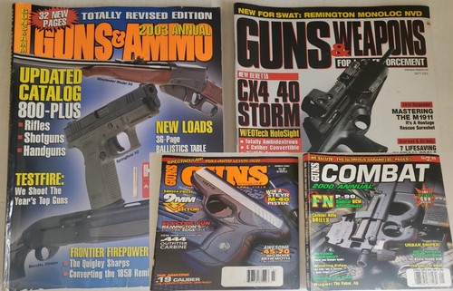 Lot of 4 Vtg Magazines GUNS Combat 2000 + Mar 2000 + AMMO + Weapons LE ...