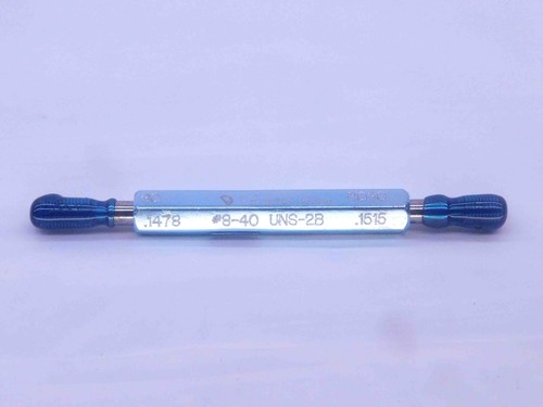 8 40 UNS 2B VERMONT THREAD PLUG GAGE #8 .164 GO NO GO P.D.'S = .1478 ...