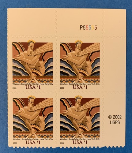 U.S. Stamps SC #3766a. Plate Block of 4. Rockefeller Center - Wisdom ...