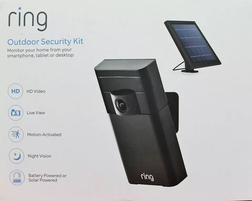 New Ring Outdoor Security Kit Camera Solar Panel Black | eBay