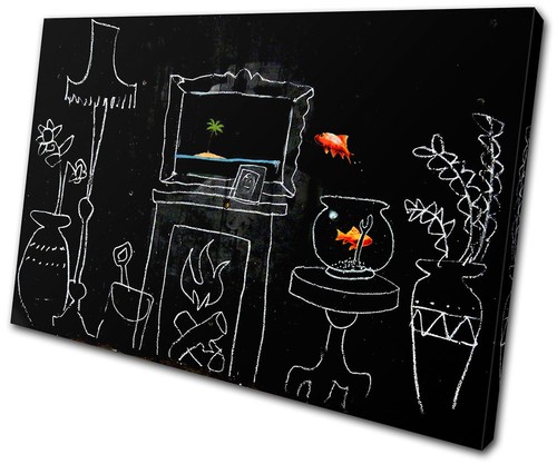 Banksy Painting Goldfish SINGLE CANVAS WALL ART Picture Print VA | eBay ...