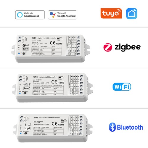 5in1 Tuya WiFi Bluetooth Zigbee Led Controller 12V 24V f DIM CCT RGB ...