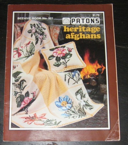 1977 Heritage Afghans BEEHIVE BOOK #501 patterns COMPASS Birds of ...