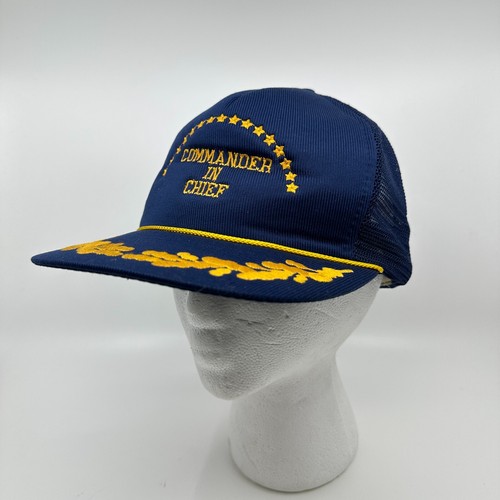Vintage Commander In Chief J Hats Trucker Hat Blue US Military ...