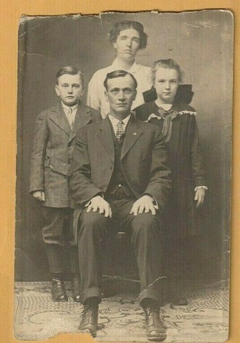 Antique Real Picture Postcard Family of Four Sad Wife, Husband ...