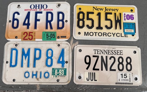 Vintage Motorcycle License Plate - State of Ohio, Tennessee, New Jersey ...