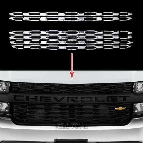 2019-2021 Chevy Silverado 1500 Chrome Snap On Grille Overlay Grill ...