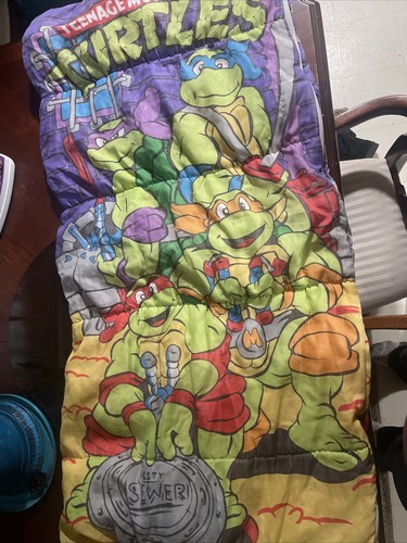 VINTAGE Teenage Mutant Ninja Turtles Sleeping Bag TMNT Fleece Lined ...