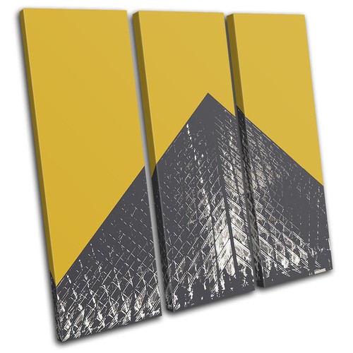 Louvre Pyramid Stencil Paris City TREBLE CANVAS WALL ART Picture Print ...