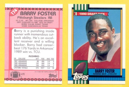1990 Topps Tiffany BARRY FOSTER Pittsburgh Steelers Rookie Card | eBay
