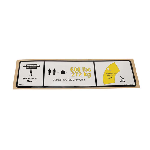 JLG ANSI Warning Max Cap Decal 1001171337 | eBay