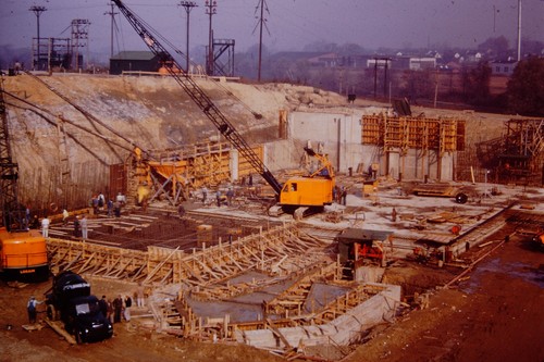 1951 Construction Niles Ohio Edison Power Plant Red Border Slide BQ-E ...