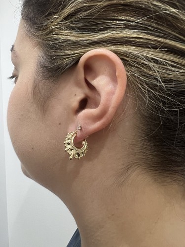 9ct Yellow Gold Victorian Small Oval Gypsy Creole Hoop Earrings - Boxed ...