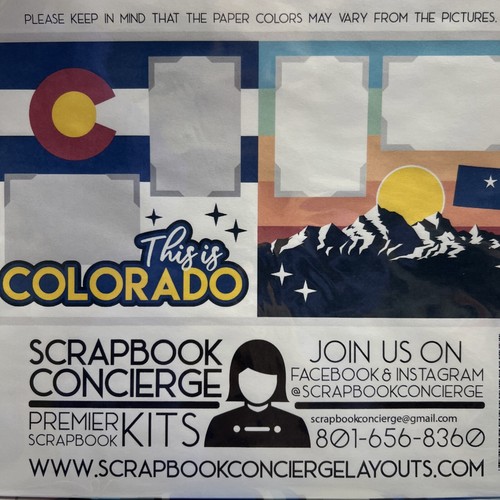 Scrapbook Concierge, This Is Colorado Scrapbook Layout Kit 12" x 12" | eBay