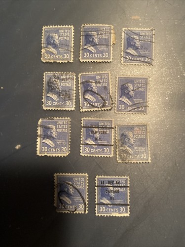 THEODORE ROOSEVELT 30 CENT US STAMP 1904-1909 BLUE, lot of 11 | eBay