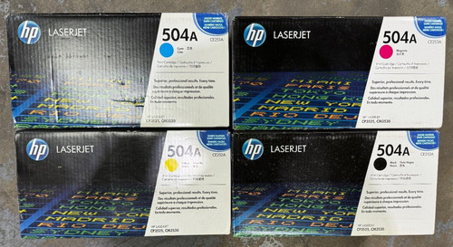 GENUINE HP LASERJET 504a CYMK CARTRIDGE NEW/UNOPENED | eBay