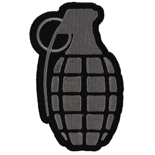 Black Grey Grenade Embroidered 3" Patch Iron On Military FAST USA ...