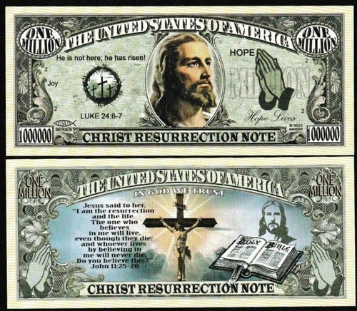 Lot of 100 BILLS - CHRIST RESURRECTION NOTE MILLION DOLLAR NOVELTY BILL ...