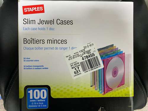 Staples Slim Jewel Cases for CD/DVD, 50 Clear/ 50 Assorted Colors ...