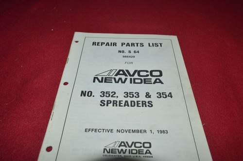 New Idea 352 353 354 Manure Spreader Operator's Manual BASE | eBay