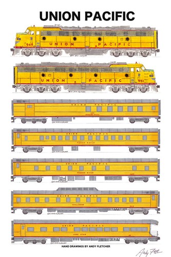 Union Pacific Passenger Train 11"x17" Poster by Andy Fletcher signed | eBay