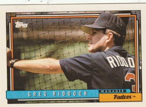 FREE SHIPPING-MINT-1992 Topps Greg Riddoch #351 PADRES PLUS BONUS CARDS ...