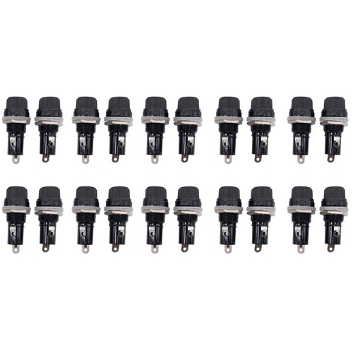 20pcs Panel Mount Fuse Holder Socket For 5 x 20mm Glass Fuses 250V 10A ...
