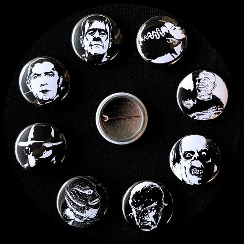 Classic Horror Movie Pinback Buttons Universal Monsters set of 8 (1 ...