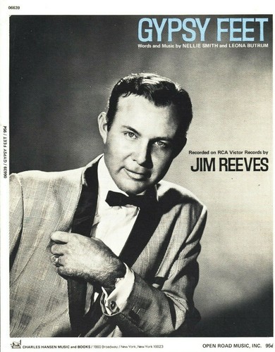 JIM REEVES GYPSY FEET SHEET MUSIC PIANO/VOCAL/GUITAR/CHORDS VERY RARE ...