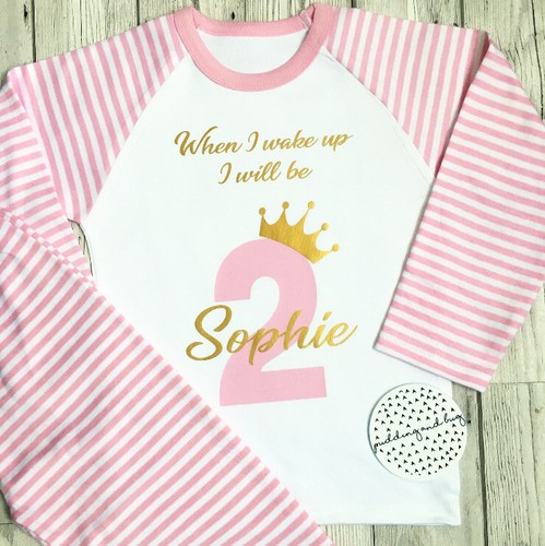 When I Wake Up I Will Be Two Birthday Pyjamas Personalised Second Girls ...