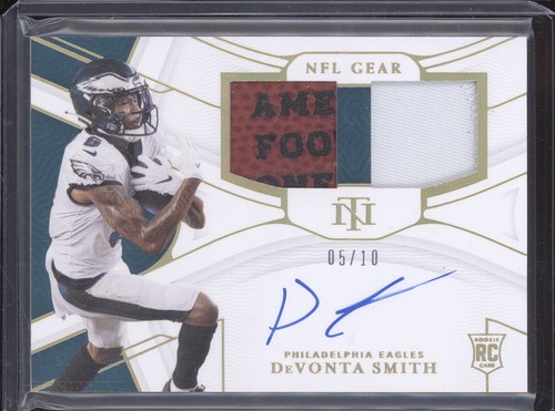DEVONTA SMITH 2021 PANINI NATIONAL TREASURES ROOKIE GEAR PATCH AUTO 5/ ...