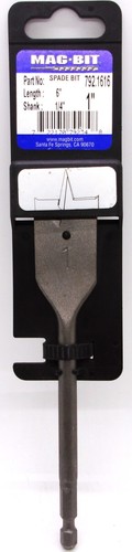 MAG.BIT 1", 1/4" Straight Shank, Steel, Spade Blade Drill Bit #792.1616 ...