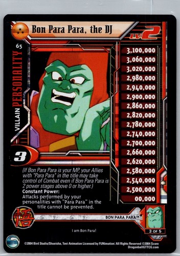 1x DBGT TCG BON PARA PARA THE DJ LV2 HOLO FOIL 65 LOST EPISODES SAGA | eBay