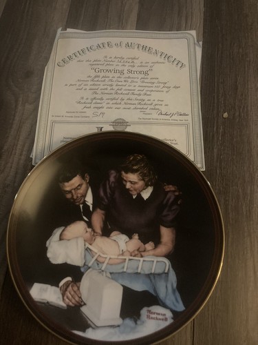 VTG NIB Norman Rockwell's Growing Strong Edwin Knowles China Plate 1989 ...