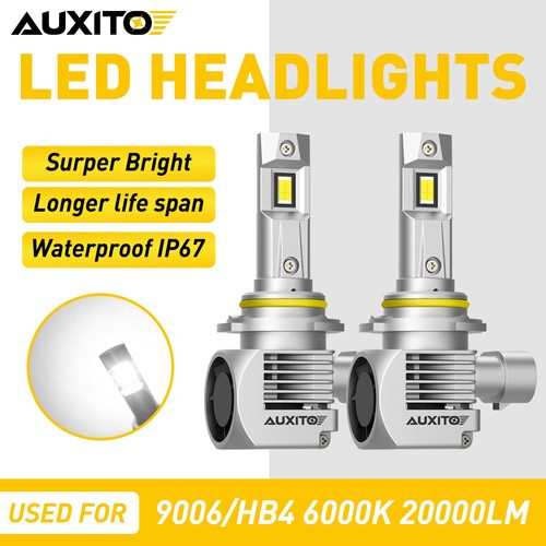 2x 9006 6000K Lamps LED Bulbs Headlight Kit IP67 Waterproof High Low ...