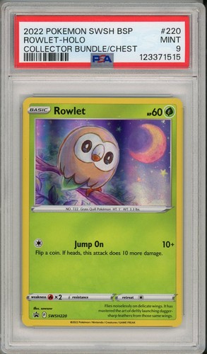 2022 Pokemon SWSH Black Star Promo Rowlet Holo Collector Chest #220 PSA ...