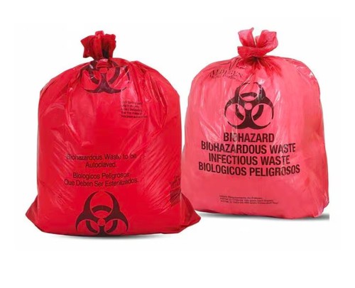 CASE of 25 ROLLS BioHazard Bags RED Infectious Waste 24"x24" 8-10 Gal ...