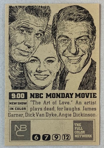 1968 small NBC tv movie ad ~ THE ART OF LOVE James Garner, Dick Van ...
