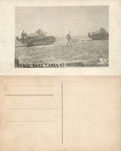 WWI FRENCH BABY TANKS AT SOISSONS REAL PHOTO POSTCARD ANTIQUE RPPC | eBay