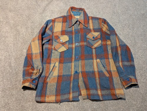 Vintage CPO Flannel Mens Medium Wool Linen Blend Anchor Button 70s ...