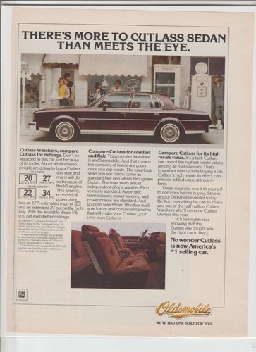 Original 1980 Oldsmobile Cutlass Magazine Ad "There's More to Cutlass Sedan..." | eBay
