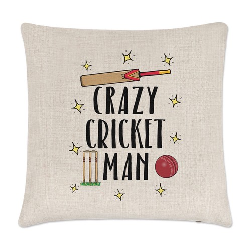 Crazy Cricket Man Linen Cushion Cover Pillow - Funny Sport | eBay