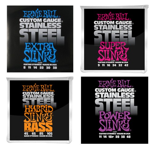 Ernie Ball Electric Guitar Strings Custom Gauge Stainless Steel Slinky ...