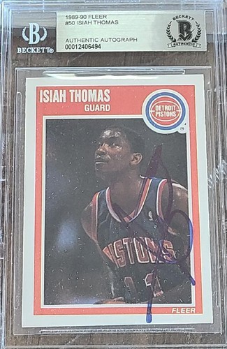 ISIAH THOMAS SIGNED 1989-90 FLEER #50 CARD PISTONS HOF BAS | eBay