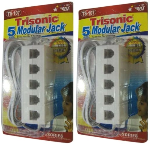 Trisonic 5 Outlet Modular Jack TS-107 Off-white Telephone Line Splitter ...
