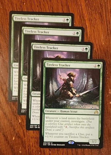 4x Tireless Tracker rare creature cards - Shadows Over Innistrad - NM ...