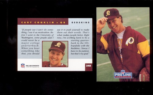 1992 Pro Line Portraits CARY CONKLIN Washington Redskins Card | eBay