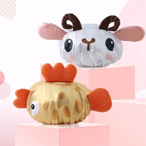 Cartoon Thick Waterproof Bath Hat Double Layer Shower Hair Cover ...